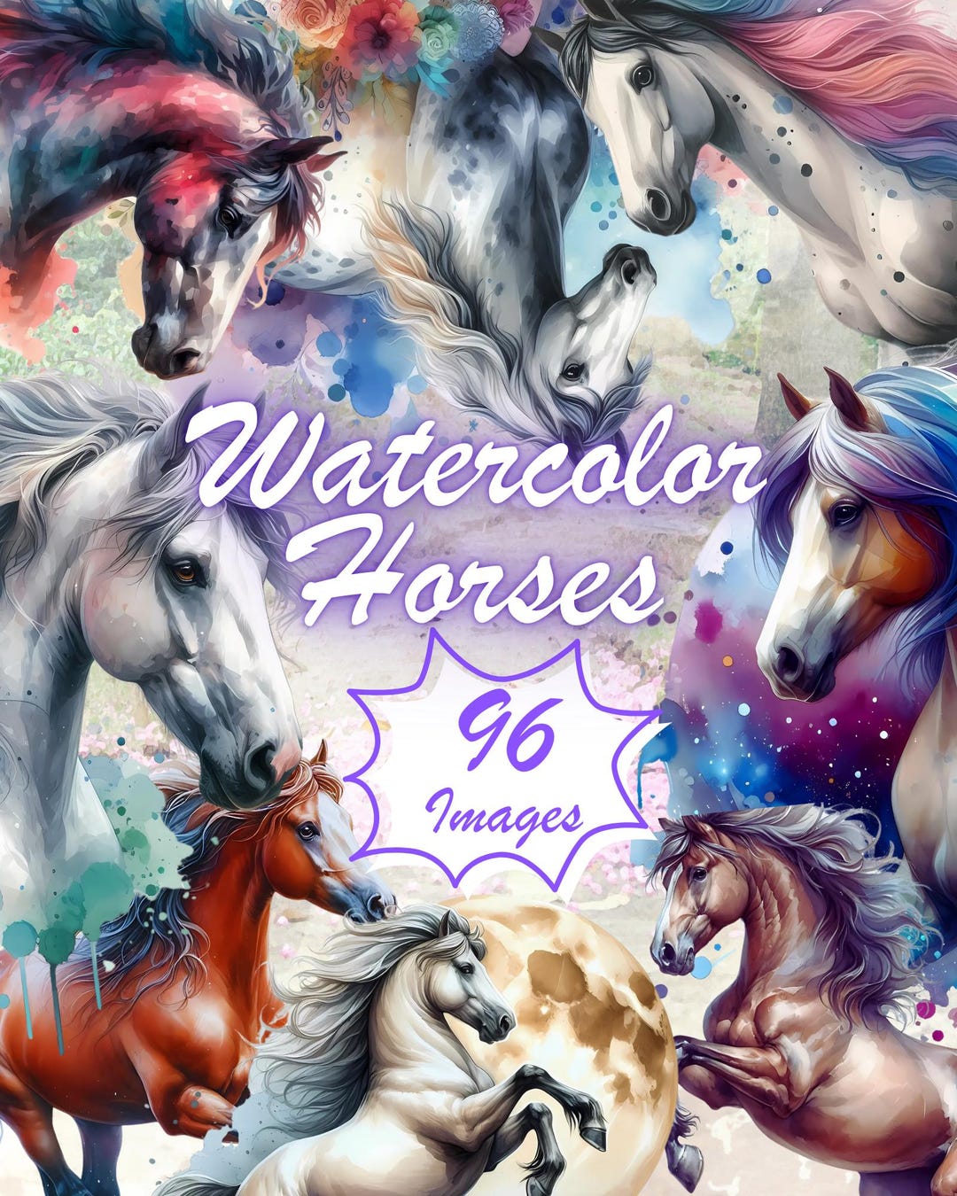 Watercolor Horse Clipart | Wild Horses PNG | Western Horse Digital ...