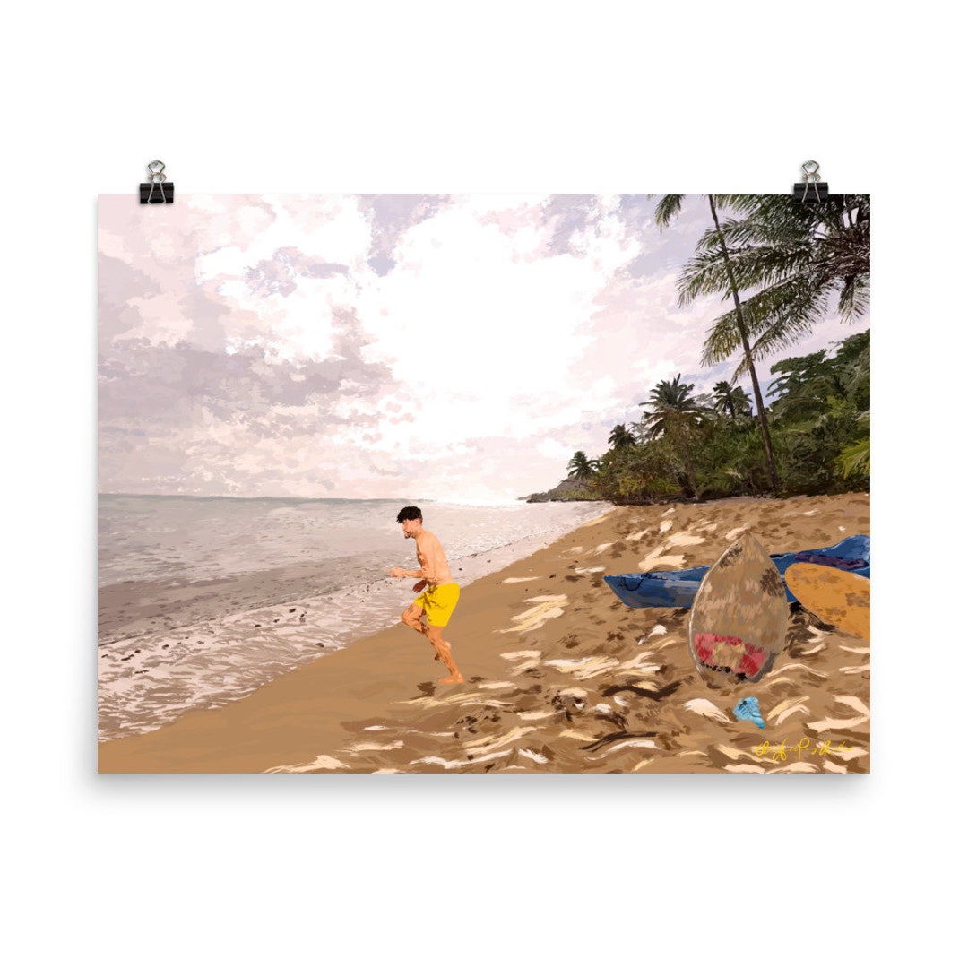 Bad Bunny Beach Art Print - Etsy