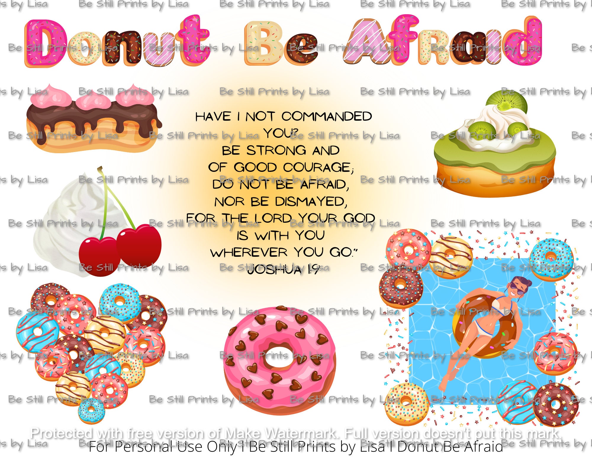 Be Still Prints- "donut Be Afraid" Art Printable- Instant Download ...