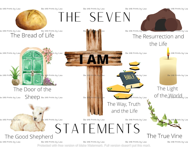 Be Still Prints- "the Seven I AM Statements" Art Printable- Instant ...