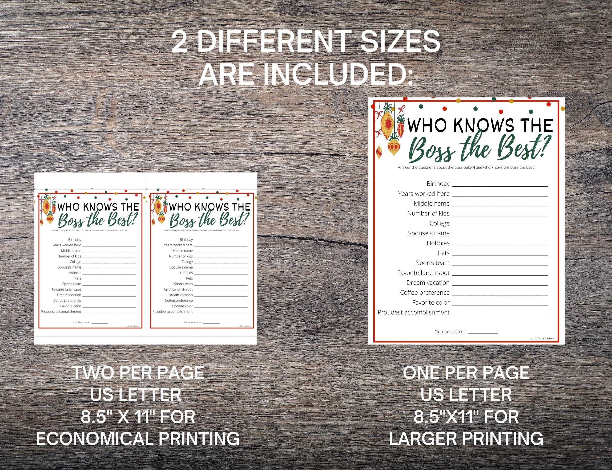 Who Knows the Boss Best Game Holiday Office Party Game Work - Etsy