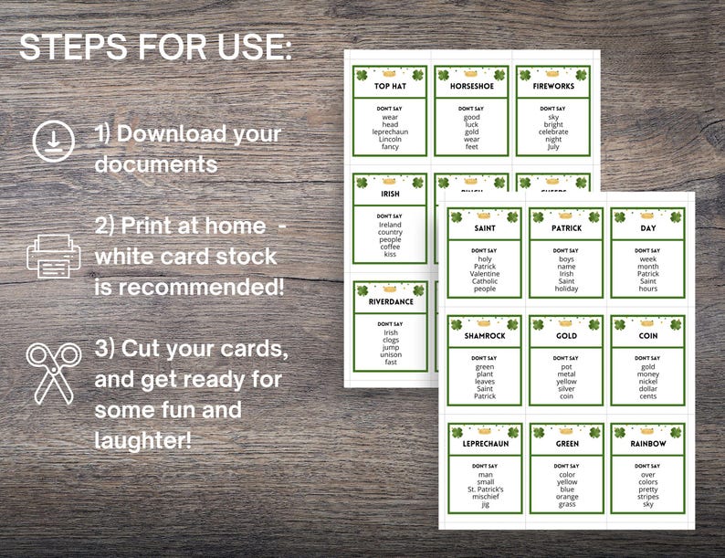 St. Patrick's Day Forbidden Words Game: Party Activity (PDF) - Etsy