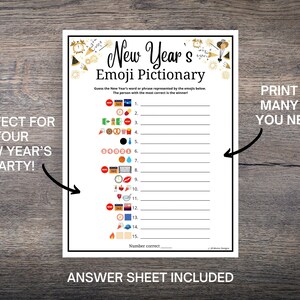 New Year’s Emoji Pictionary Game, Fun New Years Game for Kids, Teens ...