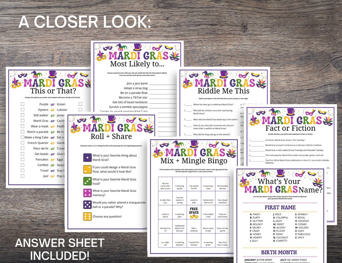 Mardi Gras Games MEGA Bundle: 45 Party Games, Activities and ...