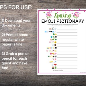 Spring Emoji Pictionary Game Fun Spring Emoji Game for Kids - Etsy