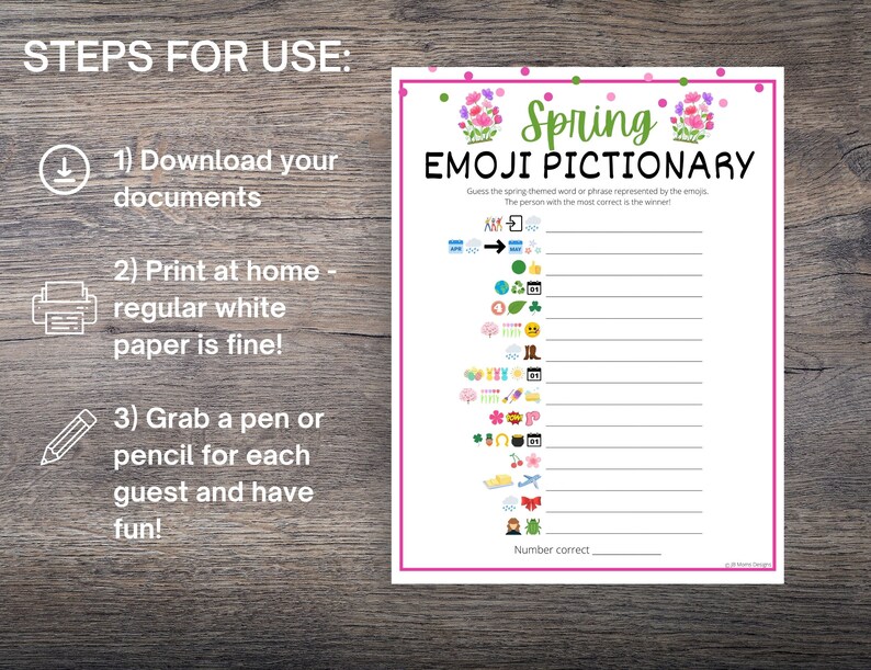 Spring Emoji Pictionary Game Fun Spring Emoji Game for Kids - Etsy