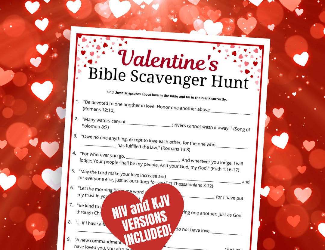Valentines Bible Scavenger Hunt Game, Valentines Day Christian Game ...