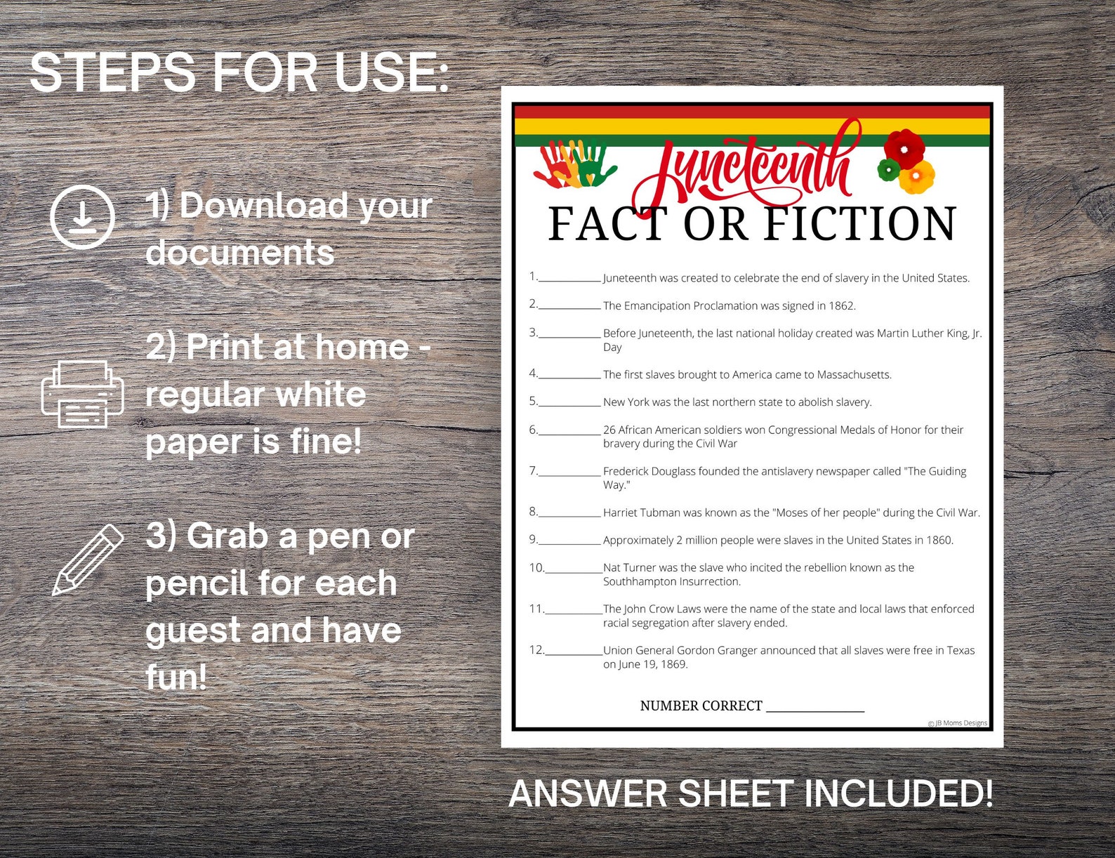 Juneteenth Fact or Fiction Trivia Game Fun Juneteenth Game to - Etsy