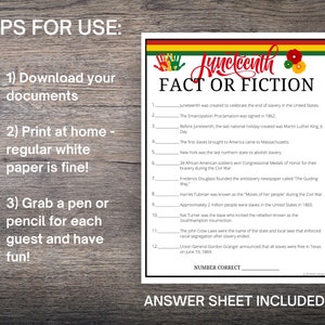Juneteenth Fact or Fiction Trivia Game, Fun Juneteenth Game to ...