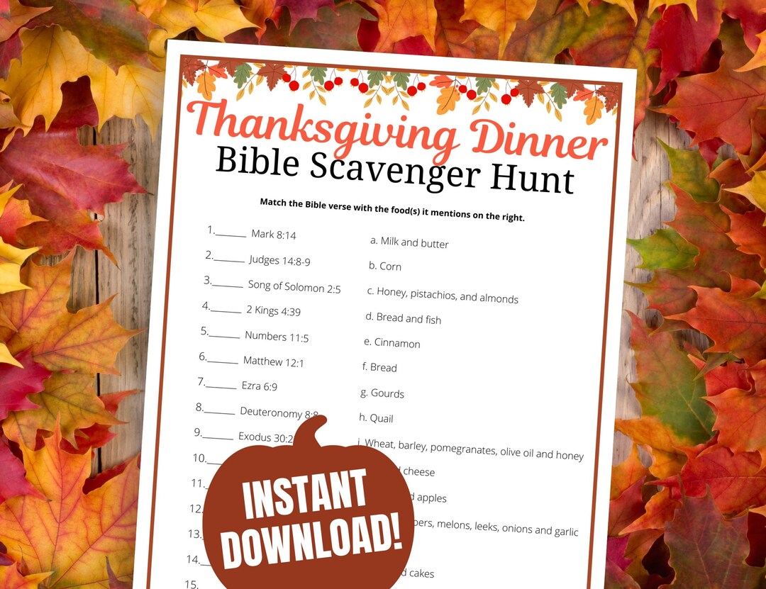 Thanksgiving Dinner Bible Scavenger Hunt Game (digital Download) - Etsy