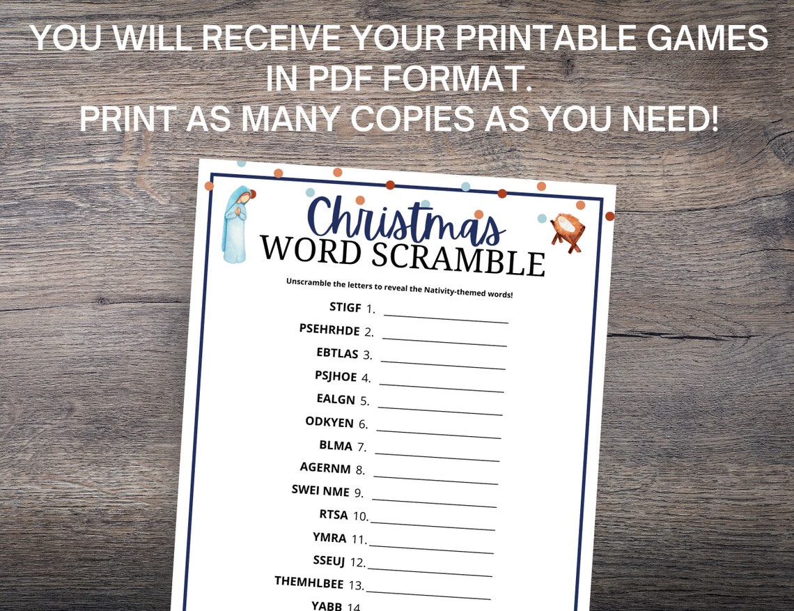 Bible Christmas Word Scramble Game: Nativity Activity (PDF Download) - Etsy