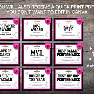 Editable Dance Award Certificates for Dance or Drill Team (digital ...