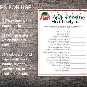 Ugly Sweater Most Likely to Game, Ugly Sweater Party Game Ideas, Ugly ...