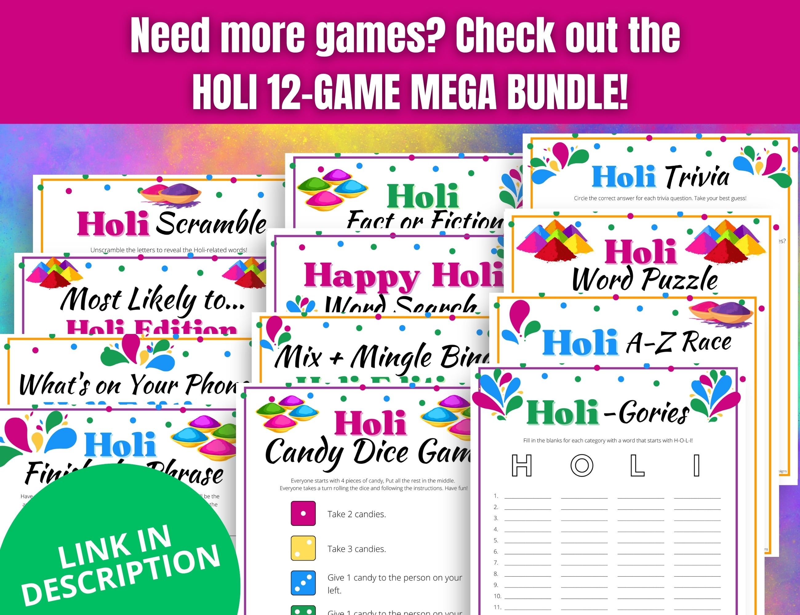 Holi Fact or Fiction Trivia Game Fun Holi Quiz Game How to - Etsy