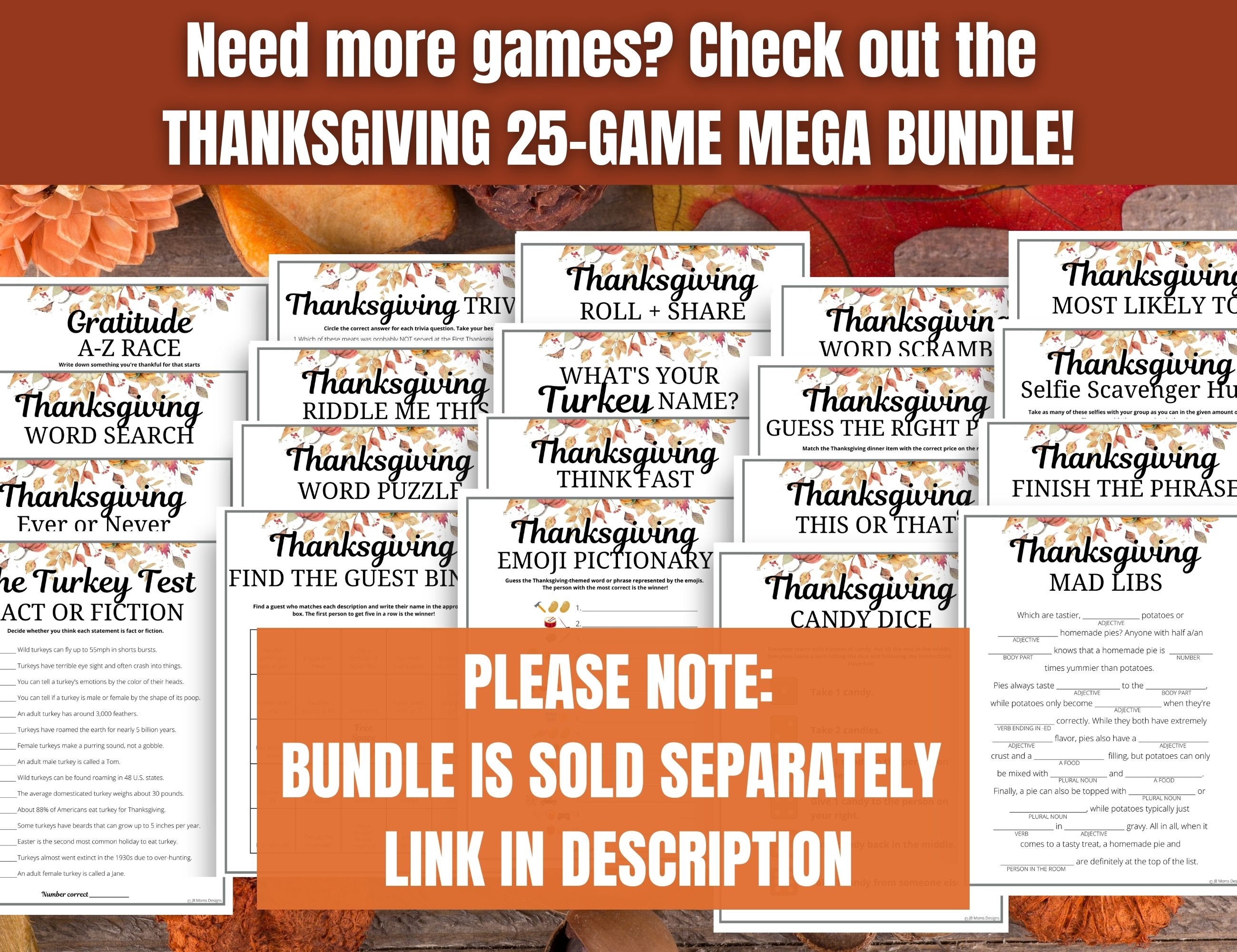 Thanksgiving TRIVIA BUNDLE Thanksgiving Party Games for - Etsy