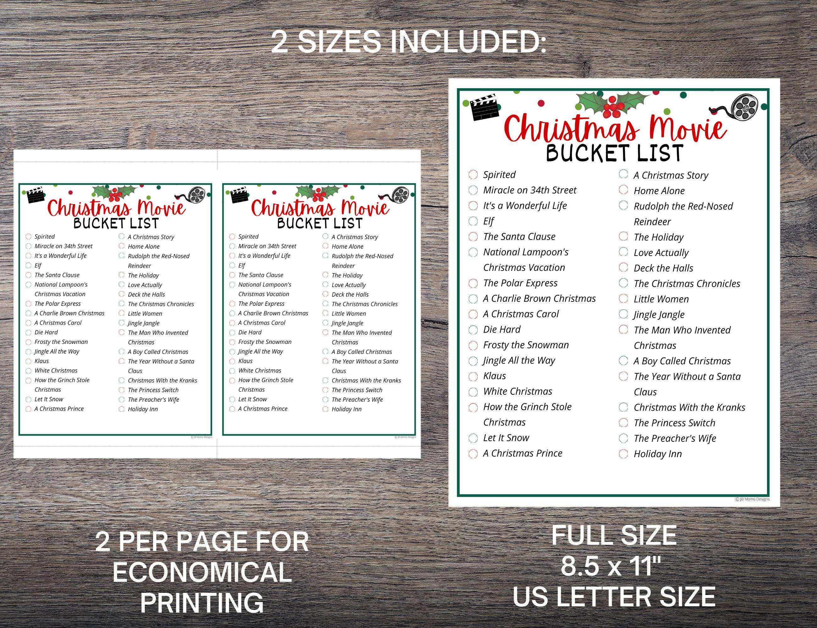 Christmas Movie Bucket List Printable: Editable Holiday Checklist ...