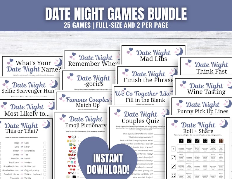Date Night Games MEGA BUNDLE: 25 Fun Couple Activities (PDF) - Etsy