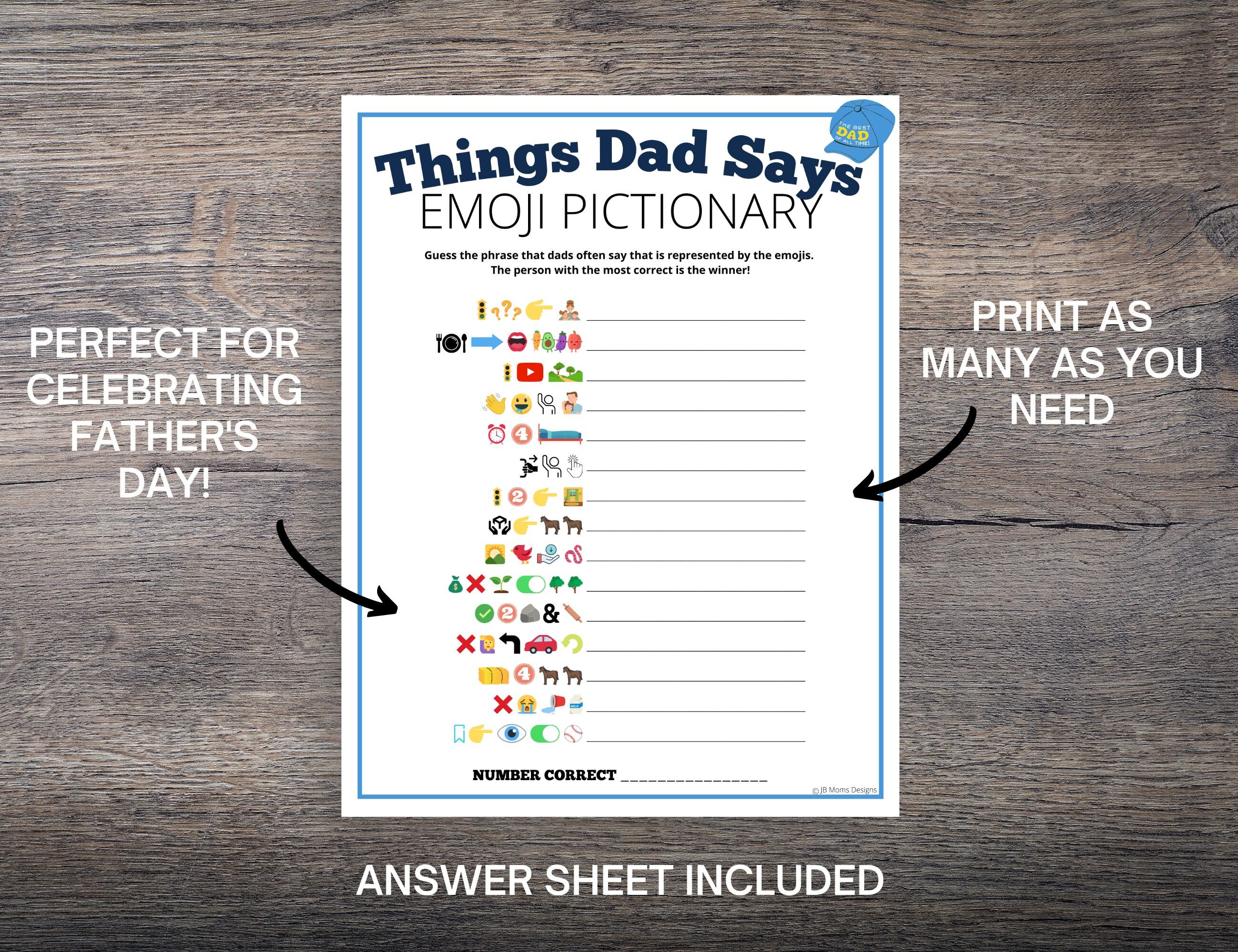Fathers Day Emoji Pictionary Game Funny Fathers Day Game for - Etsy Fathers Day Emoji Pictionary Game Funny Fathers Day Game for - Etsy