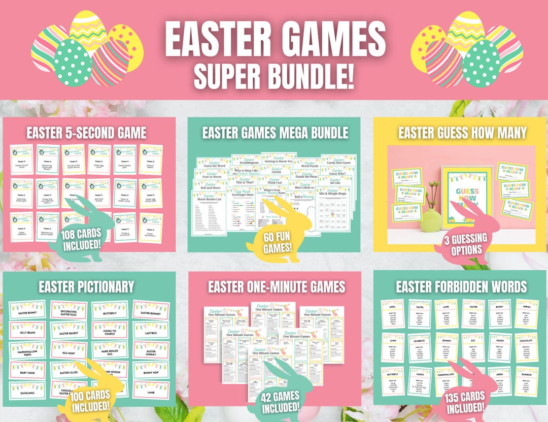 Easter Games SUPER Bundle, Easter Egg Hunt Games, Easter Pictionary ...