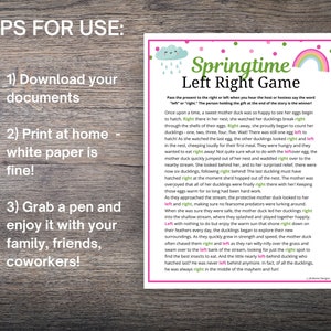 Spring Left Right Game: Fun Party Activity (PDF Download) - Etsy