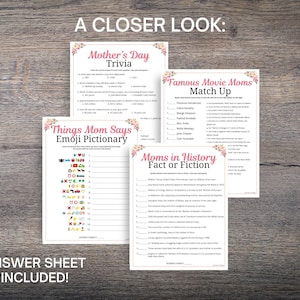 Mother’s Day Trivia Games BUNDLE, Mothers Day Games for Brunch ...