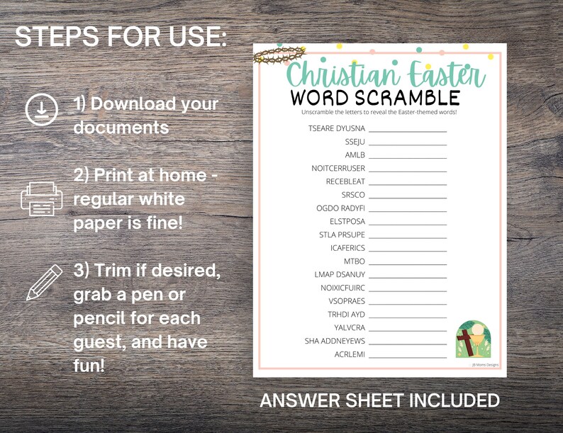 Bible Easter Word Scramble Game Religious Easter Printable - Etsy