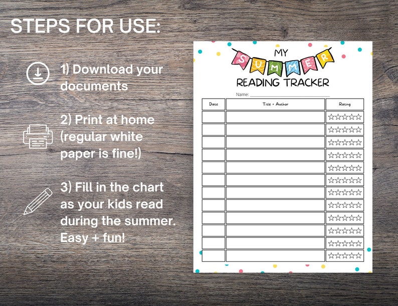 Printable Summer Reading Tracker for Kids Summer Reading Log | Etsy