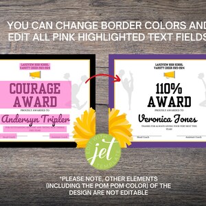 Editable Cheerleading Award Certificates: End of Season Team Awards ...