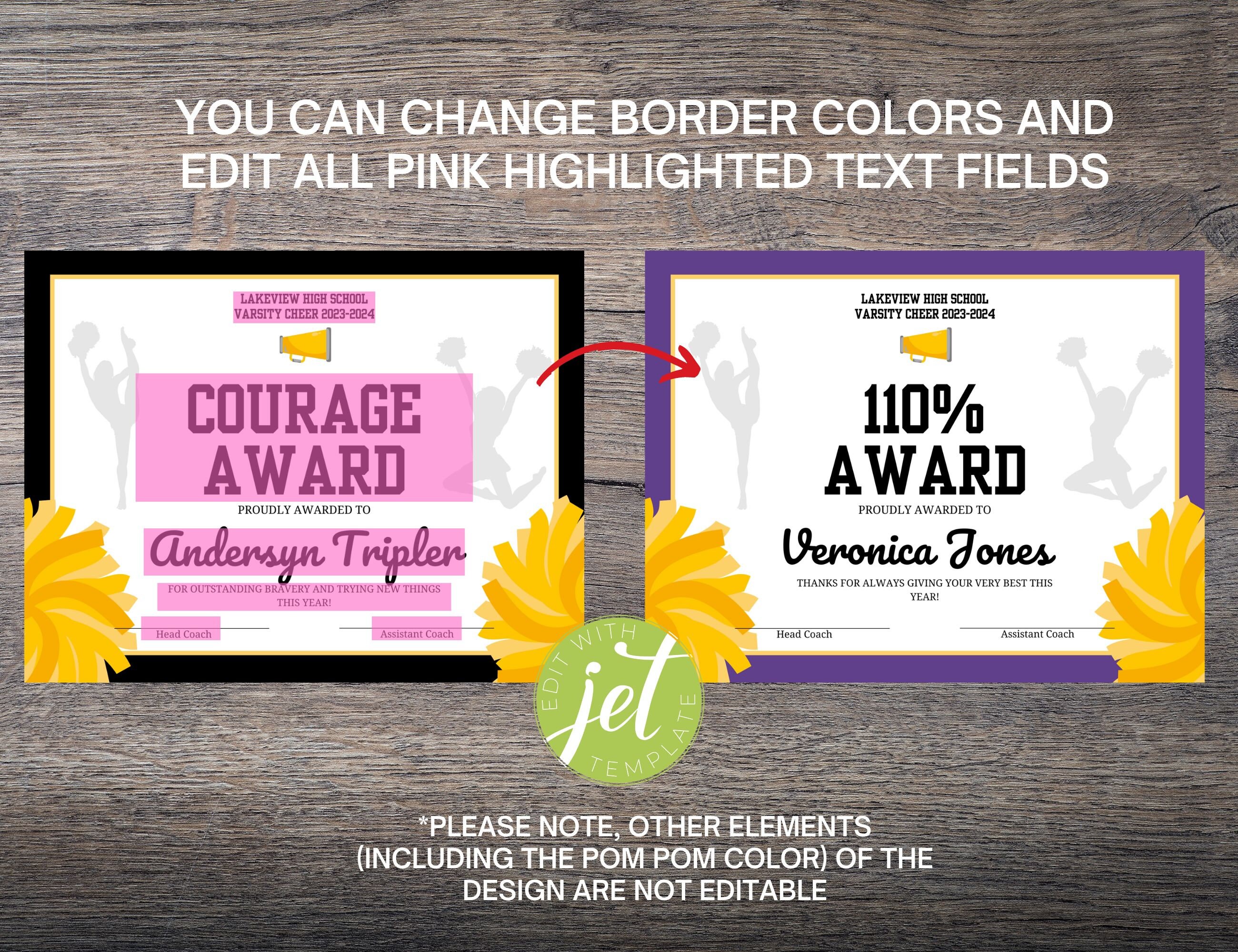 Editable Cheerleading Award Certificates: End of Season Team Awards ...