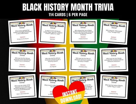 Black History Month Trivia Printable