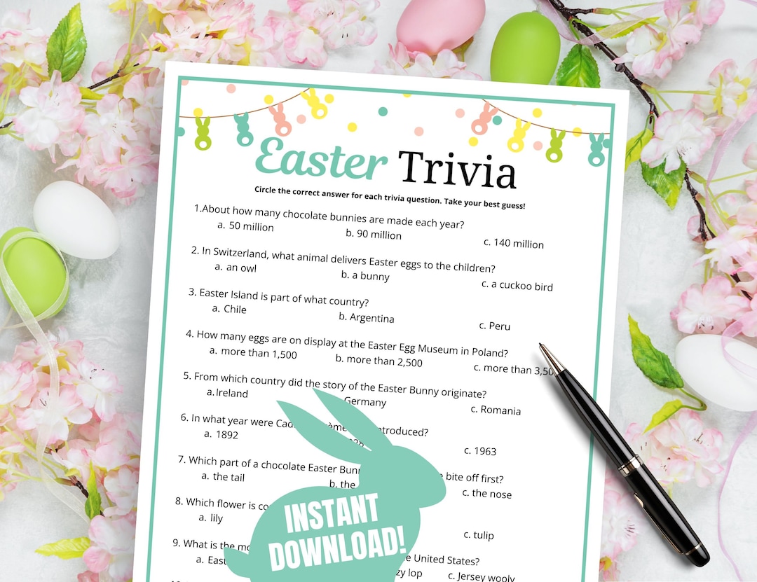 Easter Trivia Game: Printable Easter Quiz (digital Download) - Etsy