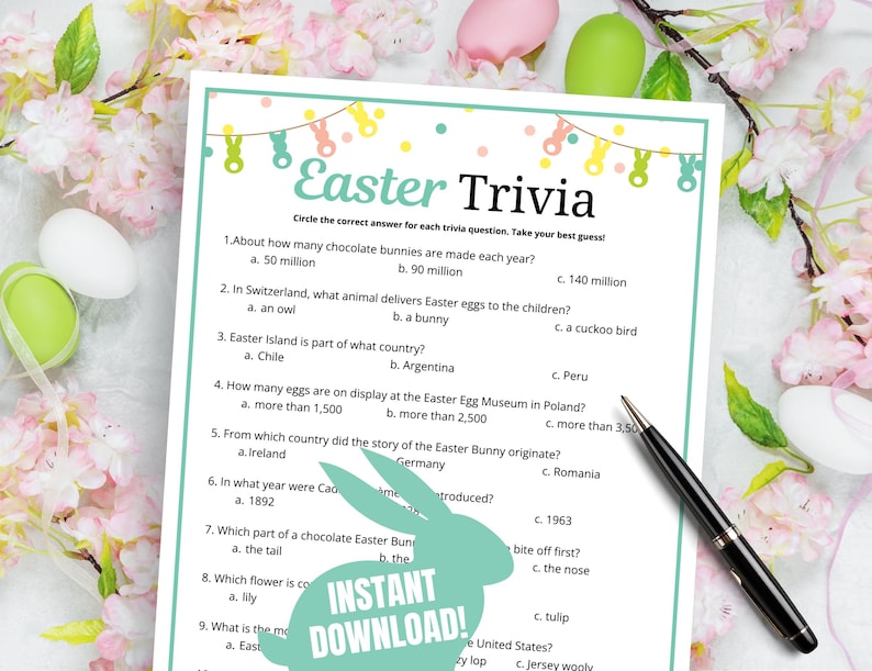 Easter Trivia Game: Printable Easter Quiz (digital Download) - Etsy