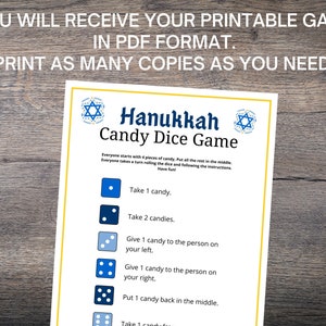Hanukkah Candy Dice Game for Kids, Teens, & Adults, Fun Hanukkah Party ...
