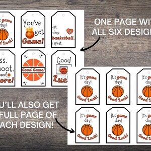 Basketball Treat Tags: Good Luck Gift, Snack, Spirit Bag (PDF) - Etsy