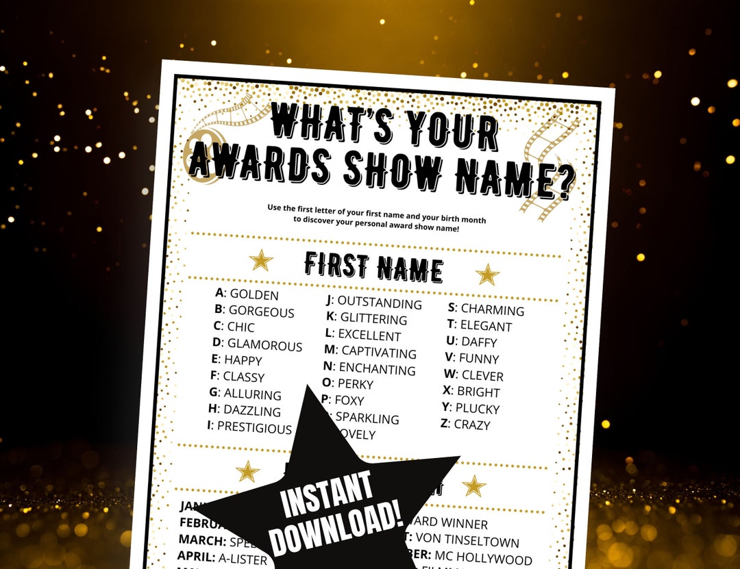Awards Show Name Game: Hollywood Party Icebreaker (PDF Download) - Etsy