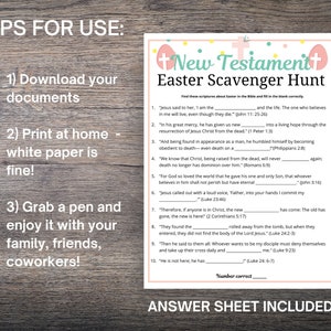Easter Bible Scavenger Hunt Game: Sunday School, Youth Groups (PDF ...