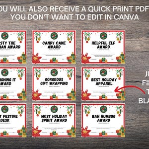 Editable Christmas Office Awards: 50 Holiday Certificates (digital ...