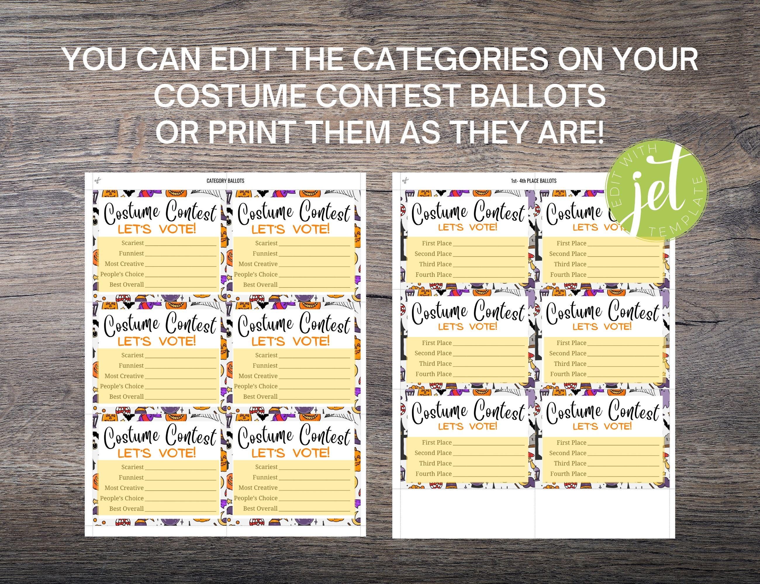 Editable Halloween Costume Contest Kit: Ballots, Awards and More ...