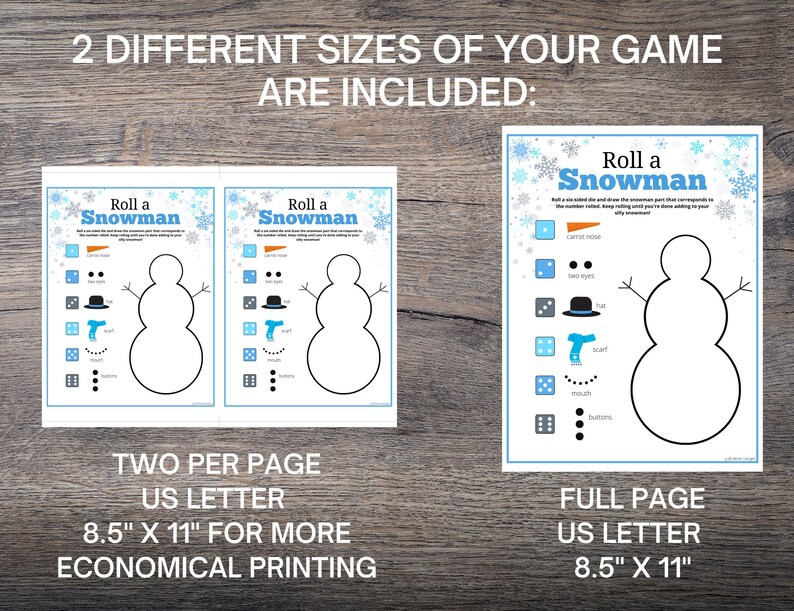 Winter Roll a Snowman: Printable Holiday Game for Kids (PDF) - Etsy