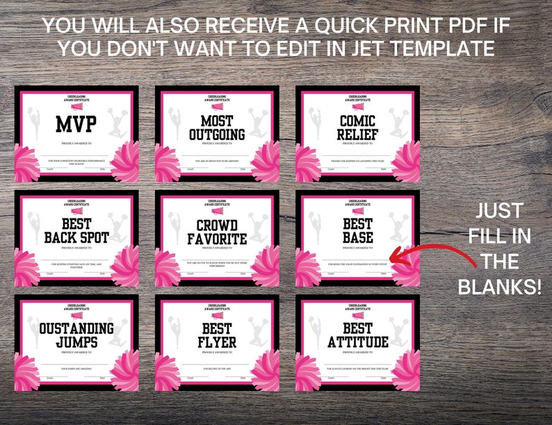 Editable Cheerleading Award Certificates (instant Download) - Etsy