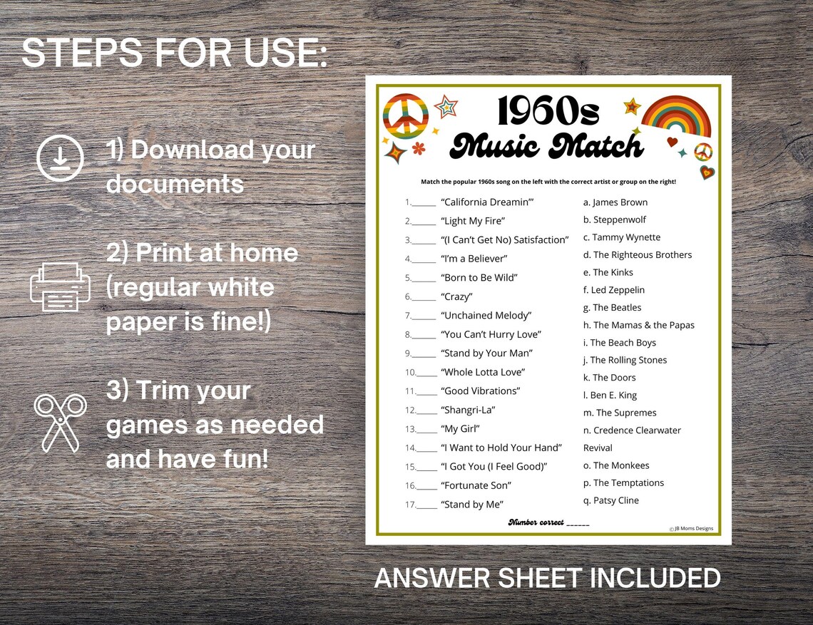 1965 Trivia Games Bundle: 60th Birthday or Anniversary Party Games ...