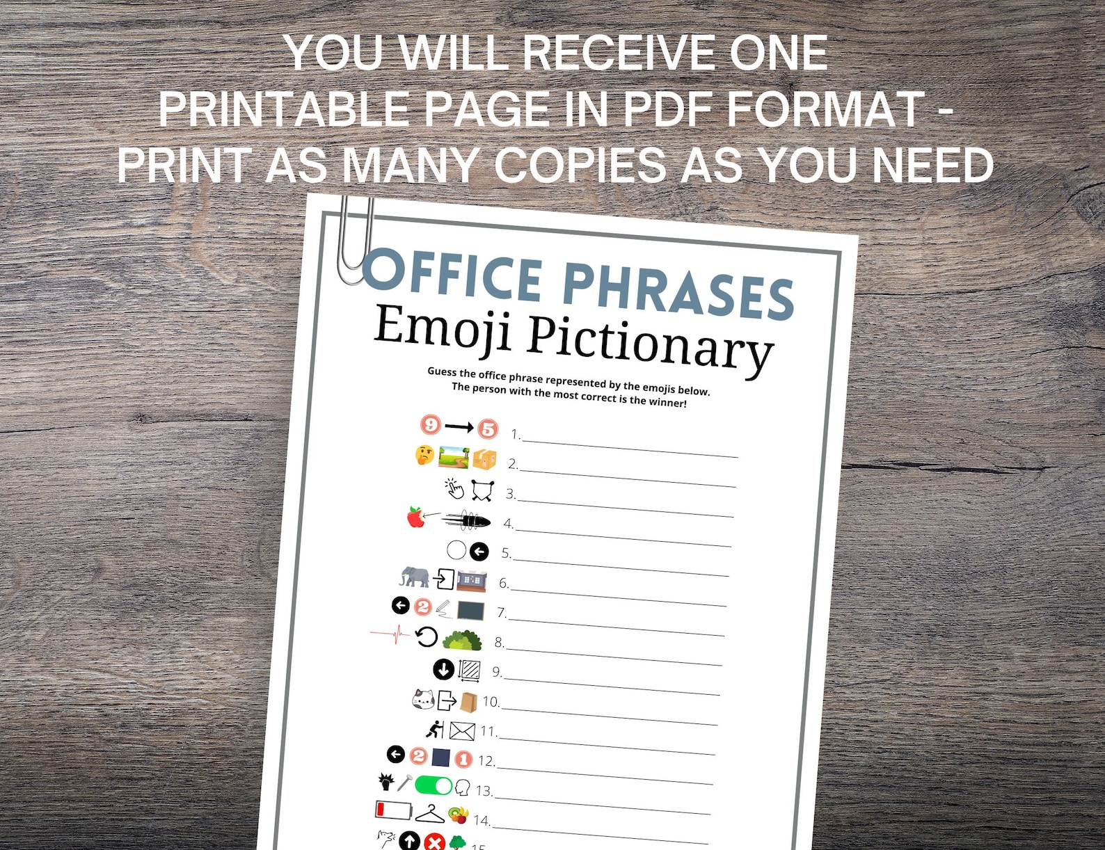 Office Emoji Pictionary Game Fun Emoji Game for Work Party - Etsy