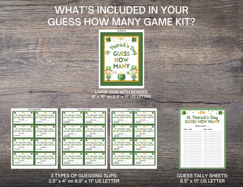 St. Patrick's Day Guess How Many Game Kit (PDF) - Etsy