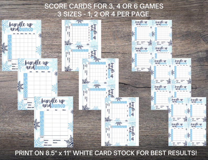 Winter Bunco MEGA Bundle: Printable Scorecards, Tally Sheets, Table ...