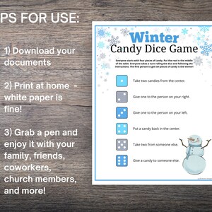 Winter Candy Dice Game for Kids & Teens, Winter Holiday Party Game ...