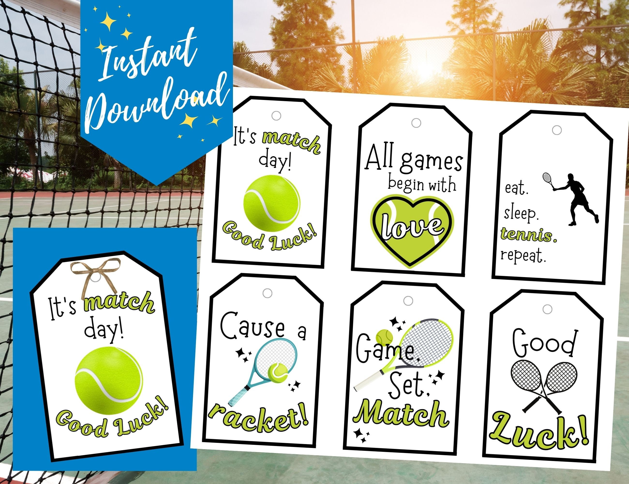 Tennis Team Treat Tags: Good Luck Snack Tags (PDF) - Etsy