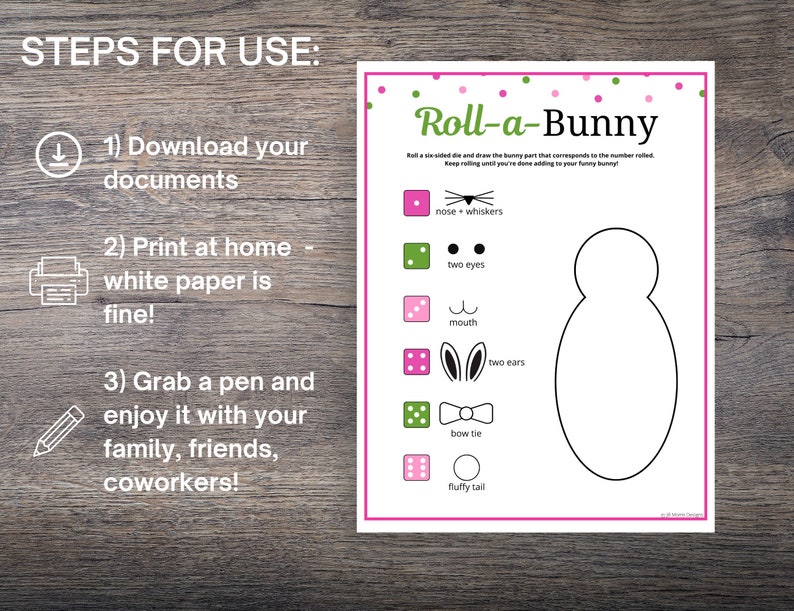 Spring Roll a Bunny Game: Kids Easter Party Activity (PDF) - Etsy