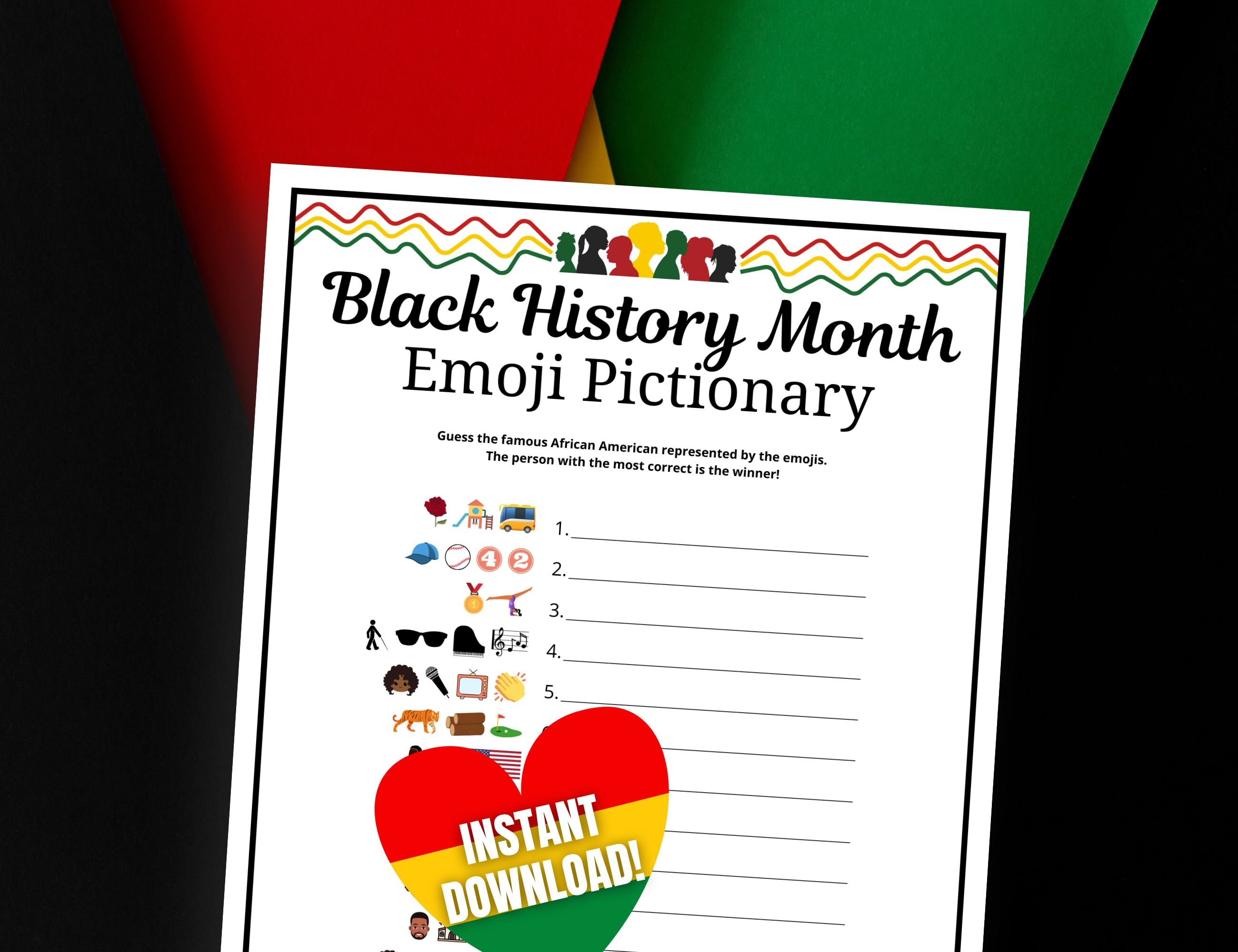 Black History Month Emoji Pictionary Game: Famous African Americans ...
