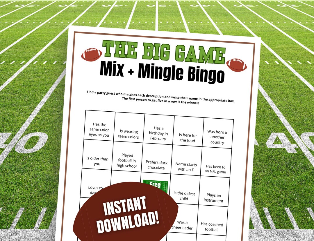 Super Football Party Human Bingo Game: Mix and Mingle Icebreaker ...
