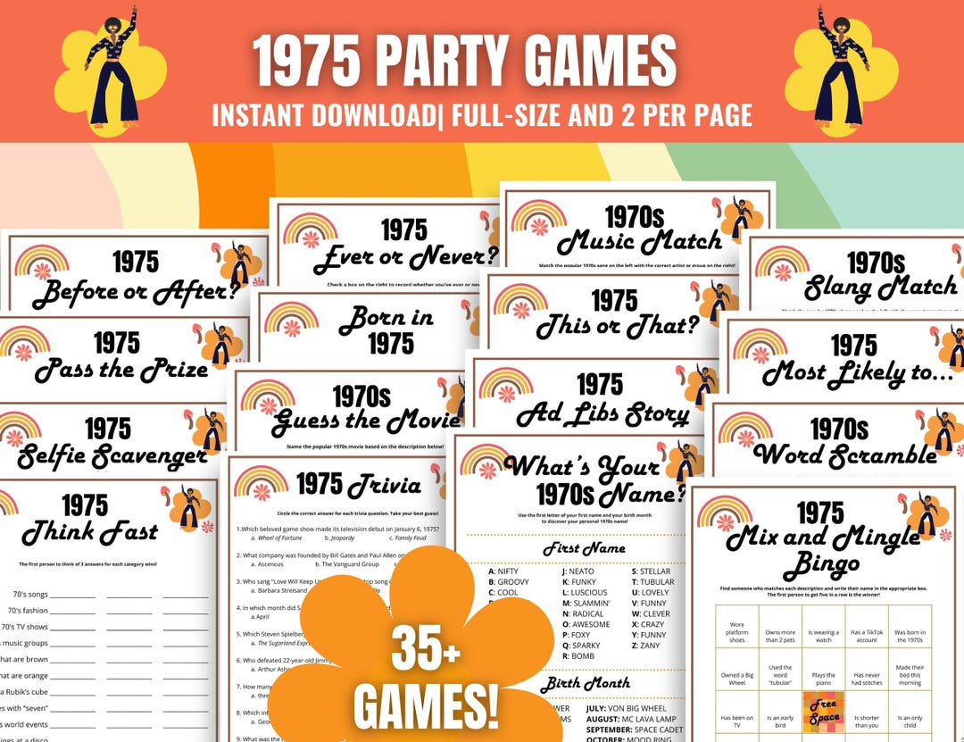 1975 Party Games MEGA Bundle: 50th Birthday, Anniversary or Reunion ...